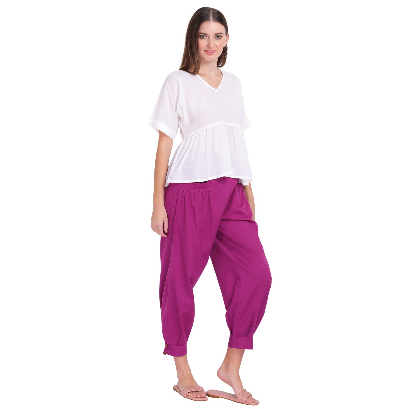Mrima half sleeve frill yoga Top organic cotton | Mogra - Mrima